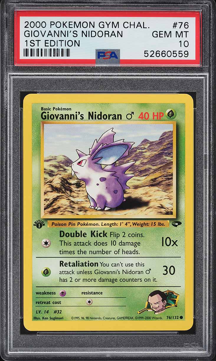 2000 Pokemon Gym Challenge 1st Edition Giovanni's Nidoran #76 PSA 10 ...