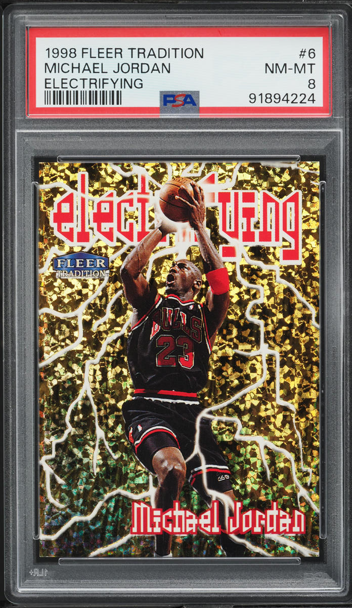 1998 Fleer Basketball Electrifying Michael Jordan #6 PSA 8 NM-MT on ...