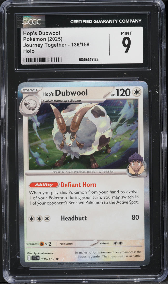 2025 Pokemon SV Journey Together Holo Hop's Dubwool #136 CGC 9 MINT on ...