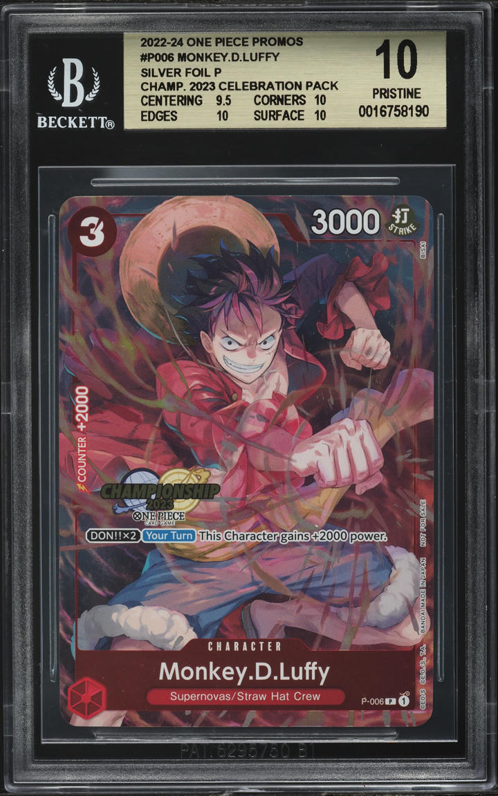 2022 One Piece Promo Champ Pack Silver Foil Monkey D. Luffy BGS 10 ...