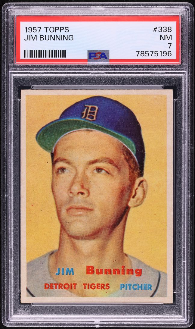 1957 Topps Jim Bunning ROOKIE #338 PSA 7 NRMT on Fanatics Collect