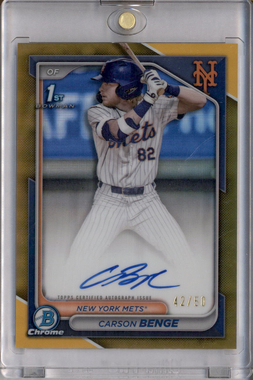 2024 Bowman Chrome Draft Autographs Gold Refractors Carson Benge RC ...