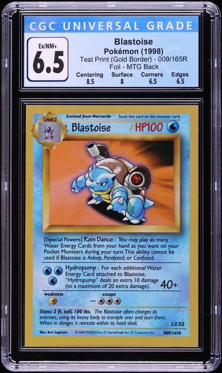 1998 Pokemon Test Print Gold Border Foil Blastoise MTG BACK #9 CGC 6.5 ...