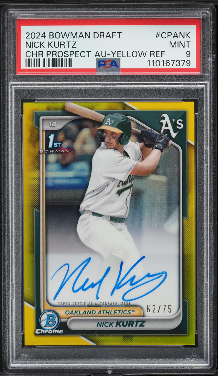 2024 Bowman Chrome Draft Yellow Refractor Nick Kurtz PROSPECT AUTO /75 ...