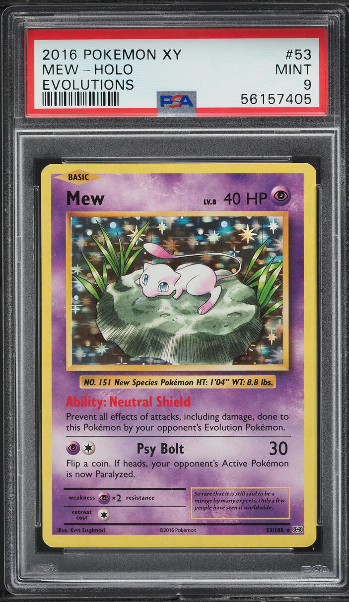 2016 Pokemon XY Evolutions Holo Mew #53 PSA 9 MINT on Fanatics Collect
