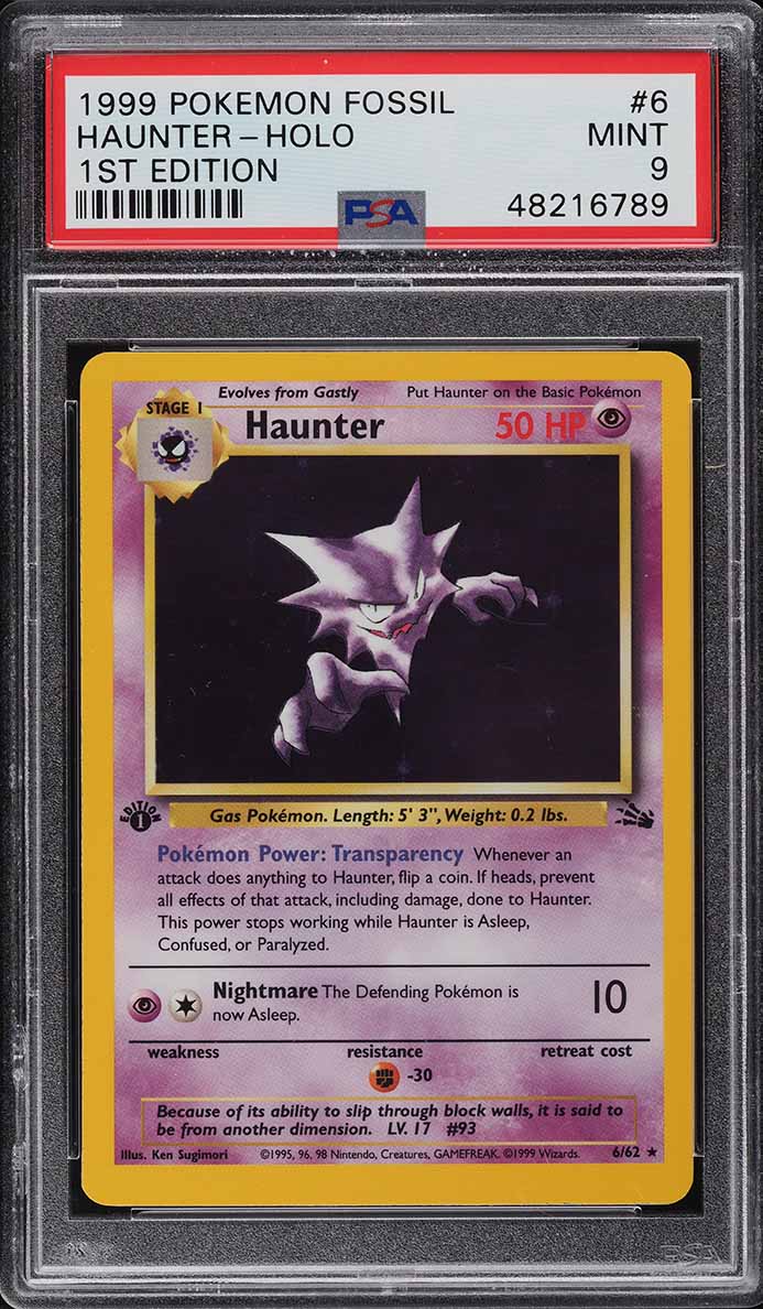 1999 Pokemon Fossil 1st Edition Holo Haunter #6 PSA 9 MINT on Fanatics Collect