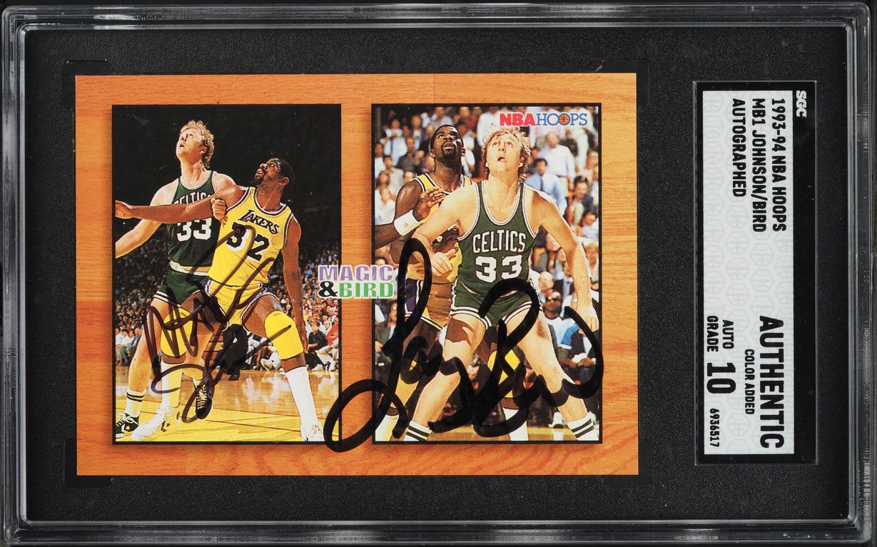 1993 Hoops Commemorative Magic Johnson & Larry Bird AUTO #MB1 SGC ALTERED AUTH on Fanatics Collect