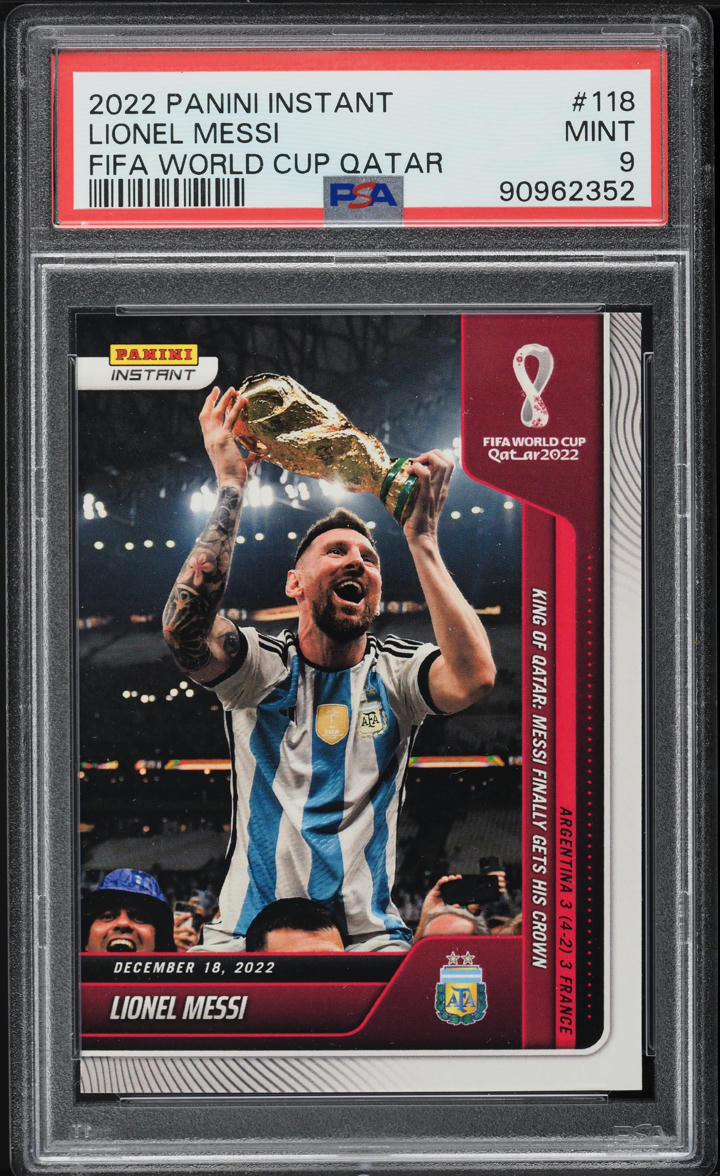2022 Panini Instant FIFA World Cup Lionel Messi /22081 #118 PSA 9 MINT ...