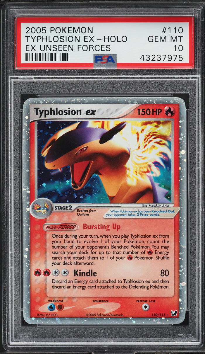 2005 Pokemon EX Unseen Forces Holo Typhlosion ex #110 PSA 10 GEM MINT ...
