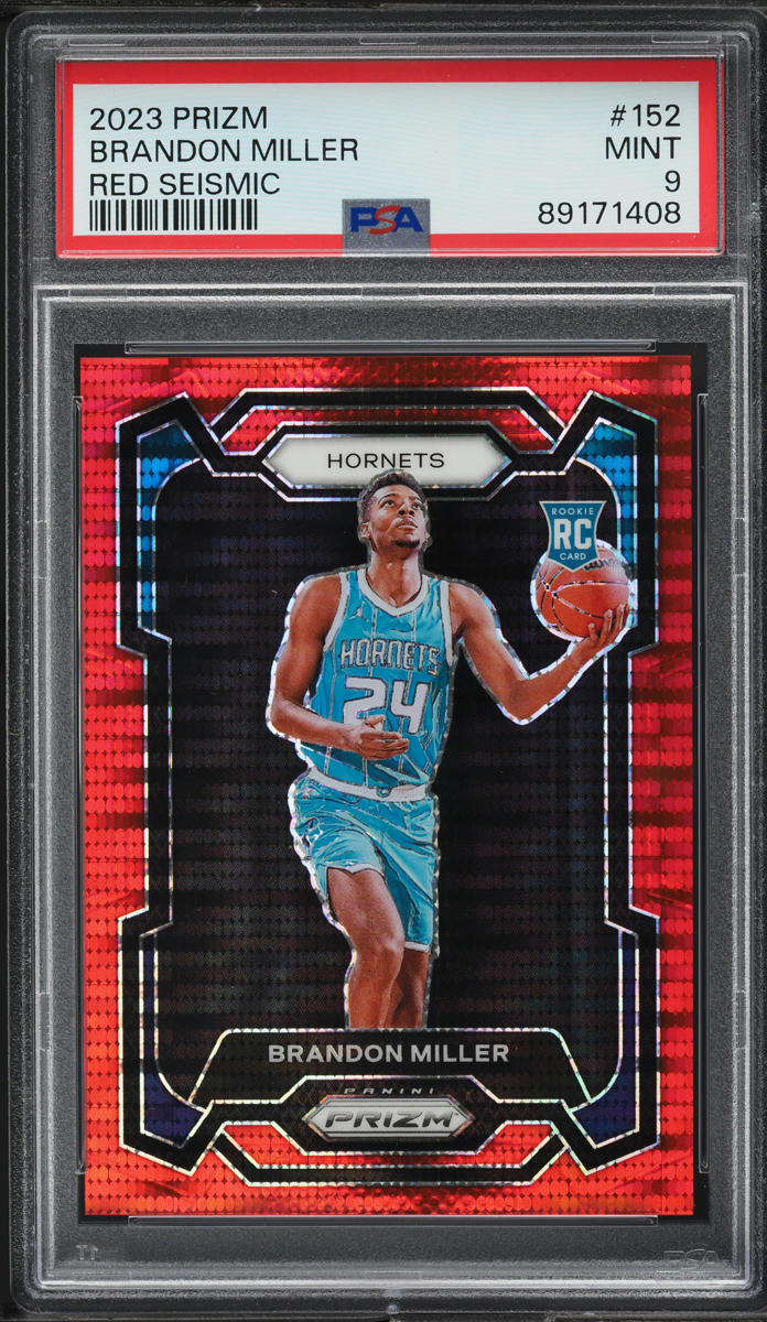 2023 Panini Prizm Red Seismic Brandon Miller ROOKIE /299 #152 PSA 9 ...