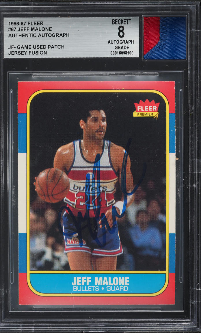 1986 Fleer Basketball Jeff Malone GAME USED PATCH AUTO #67 BGS AUTH on ...