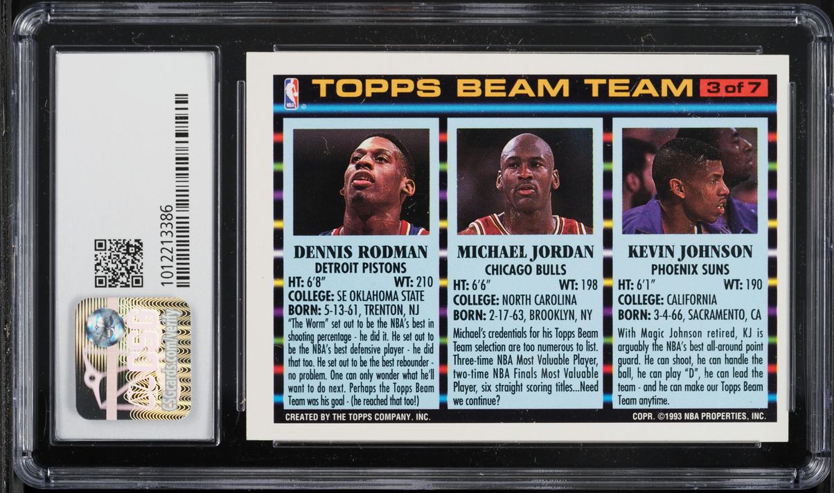 1992 Topps Beam Team Kevin Johnson Michael Jordan Dennis Rodman #3 CSG ...
