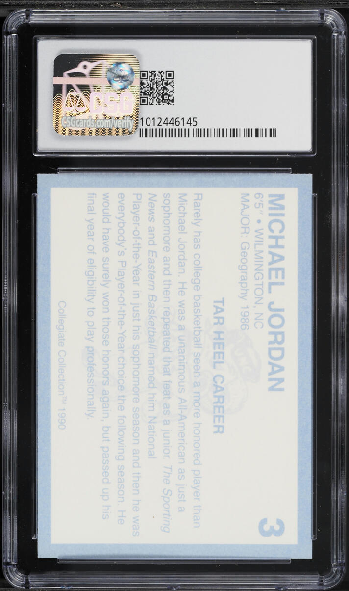 1989 Collegiate Collection North Carolina Michael Jordan #3 CSG 7.5 ...