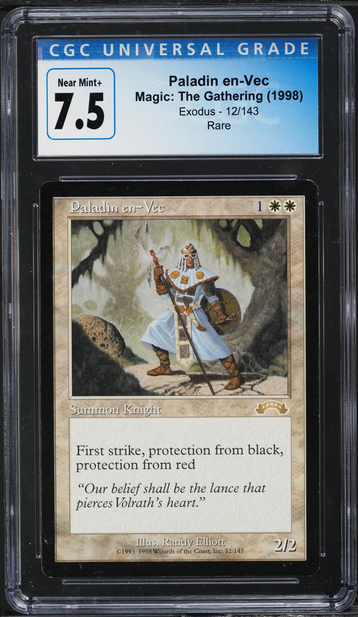 1998 Magic The Gathering MTG Exodus Paladin En-Vec CGC 7.5 NRMT+ on Fanatics Collect