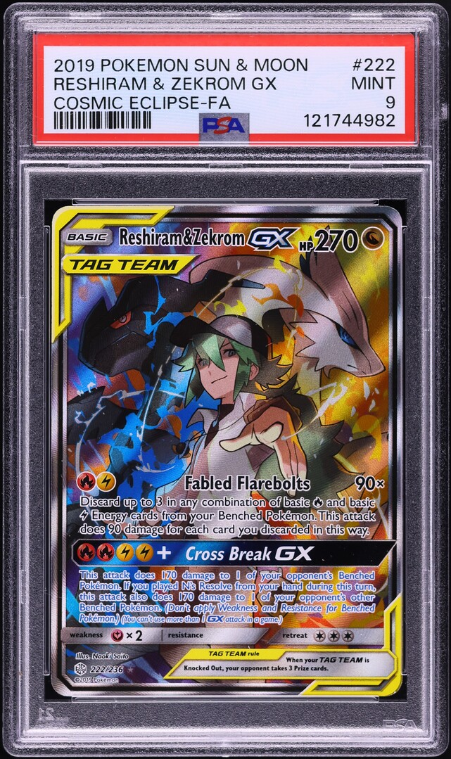 2019 Pokemon Sun & Moon Cosmic Eclipse Full Art Reshiram & Zekrom GX ...