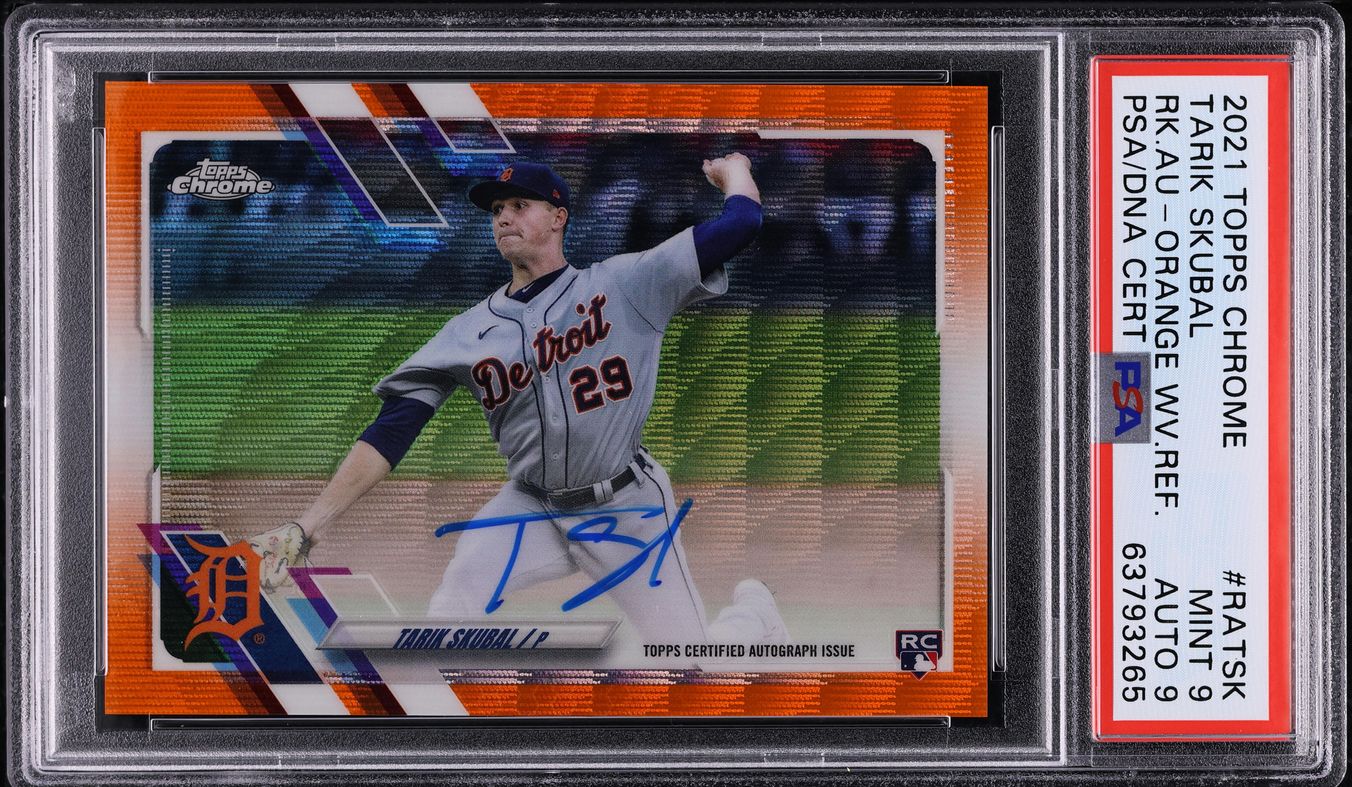 2021 Topps Chrome Orange Wave Refractor Tarik Skubal ROOKIE AUTO DNA 9 /25 PSA 9 on Fanatics Collect