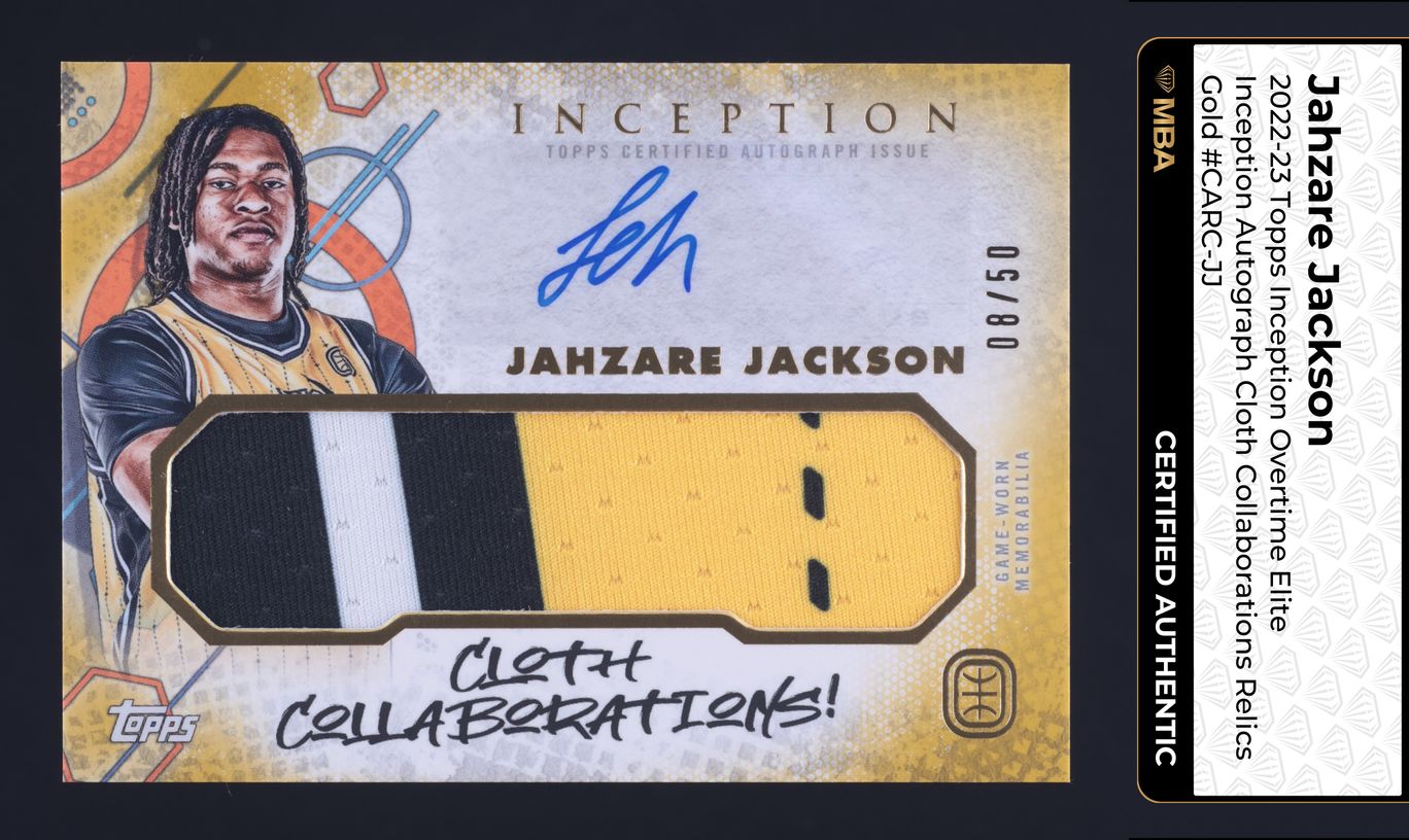 2022 Topps Inception OTE Gold Jahzare Jackson ROOKIE PATCH AUTO /50 MBA ...