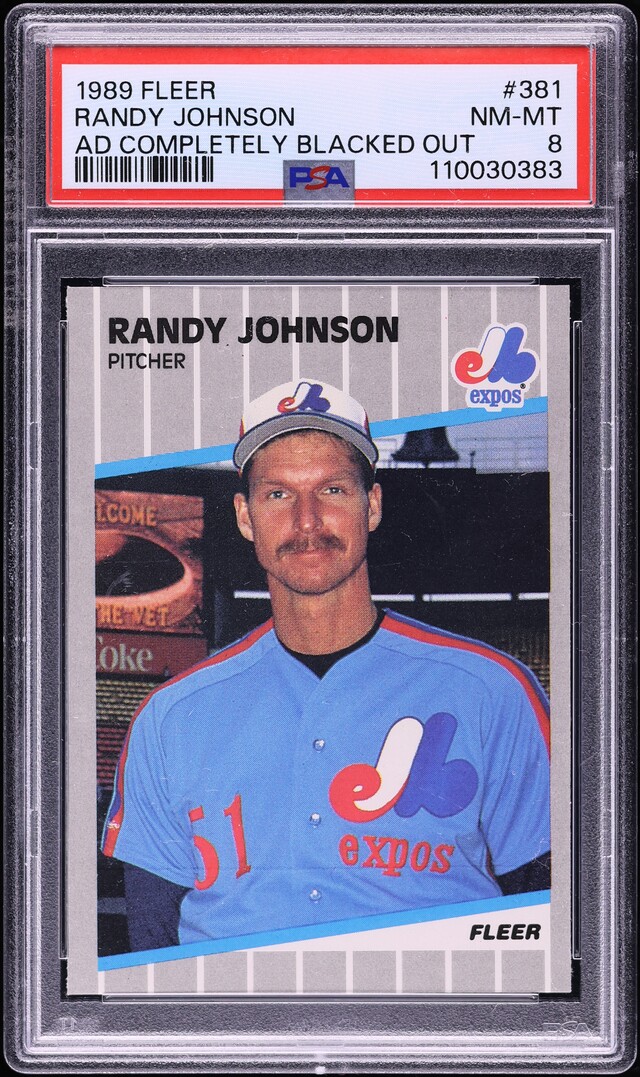 1989 Fleer Randy Johnson ROOKIE, AD BLACKED OUT #381 PSA 8 NM-MT on ...