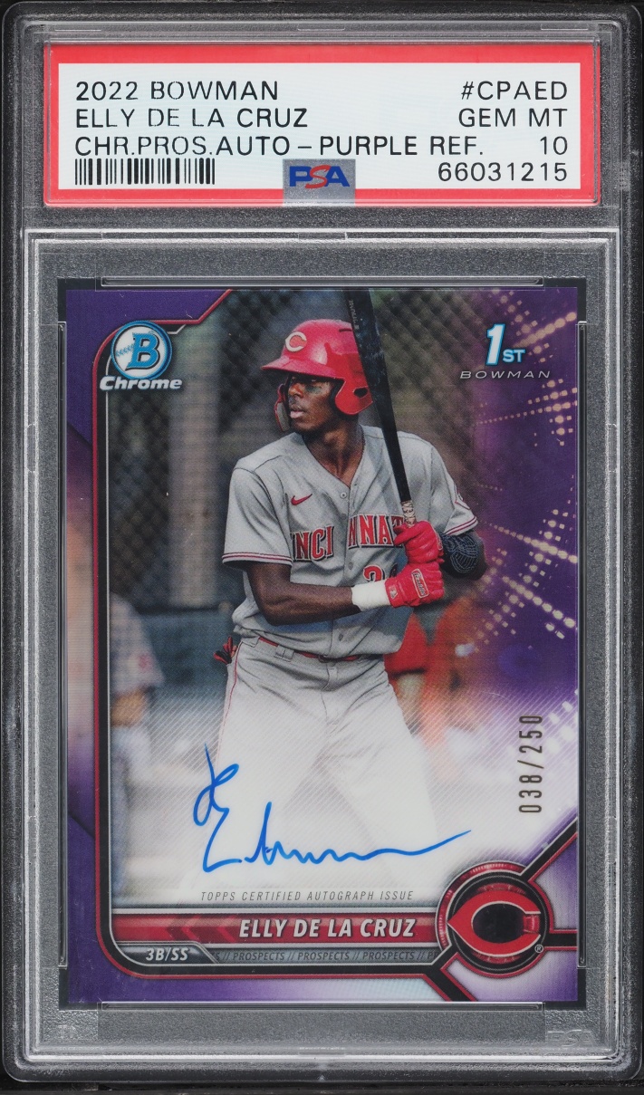 2022 Bowman Chrome Purple Refractor Elly De La Cruz PROSPECT AUTO /250 ...