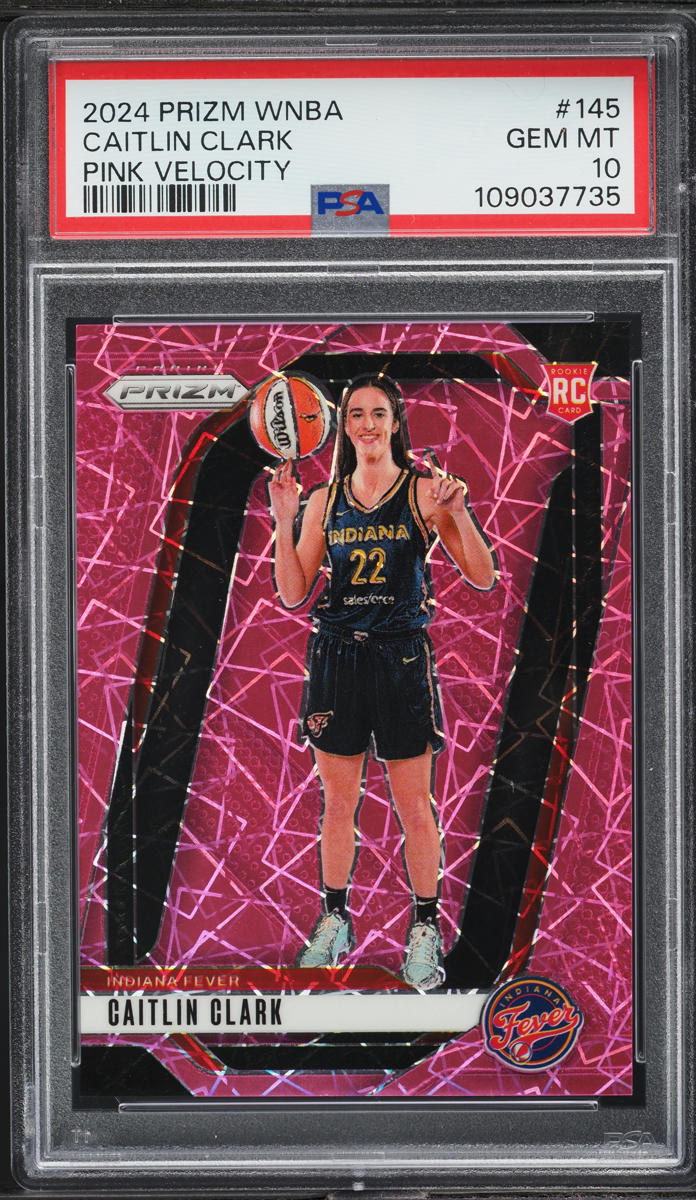 2024 Panini Prizm WNBA Pink Velocity Caitlin Clark ROOKIE /79 #145 PSA ...