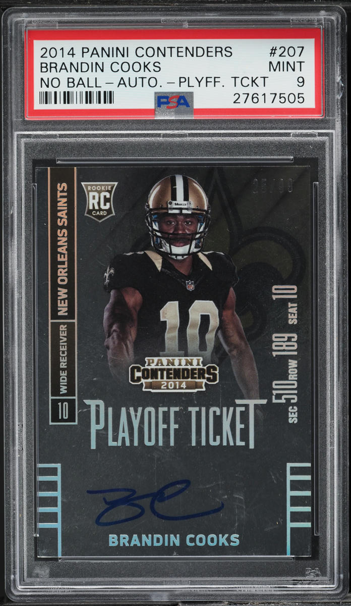 2014 Panini Contenders Ticket Brandin Cooks ROOKIE AUTO /99 #207 PSA 9 MINT on Fanatics Collect