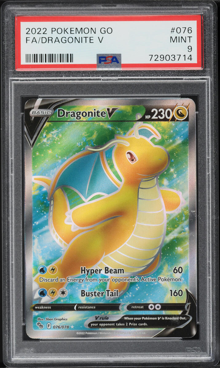 2022 Pokemon Sword & Shield Pokemon GO Dragonite V #76 PSA 9 MINT on ...