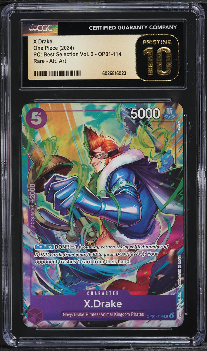 2024 One Piece The Best Selection Alt Art X Drake #OP01-114 CGC 10 PRISTINE on Fanatics Collect
