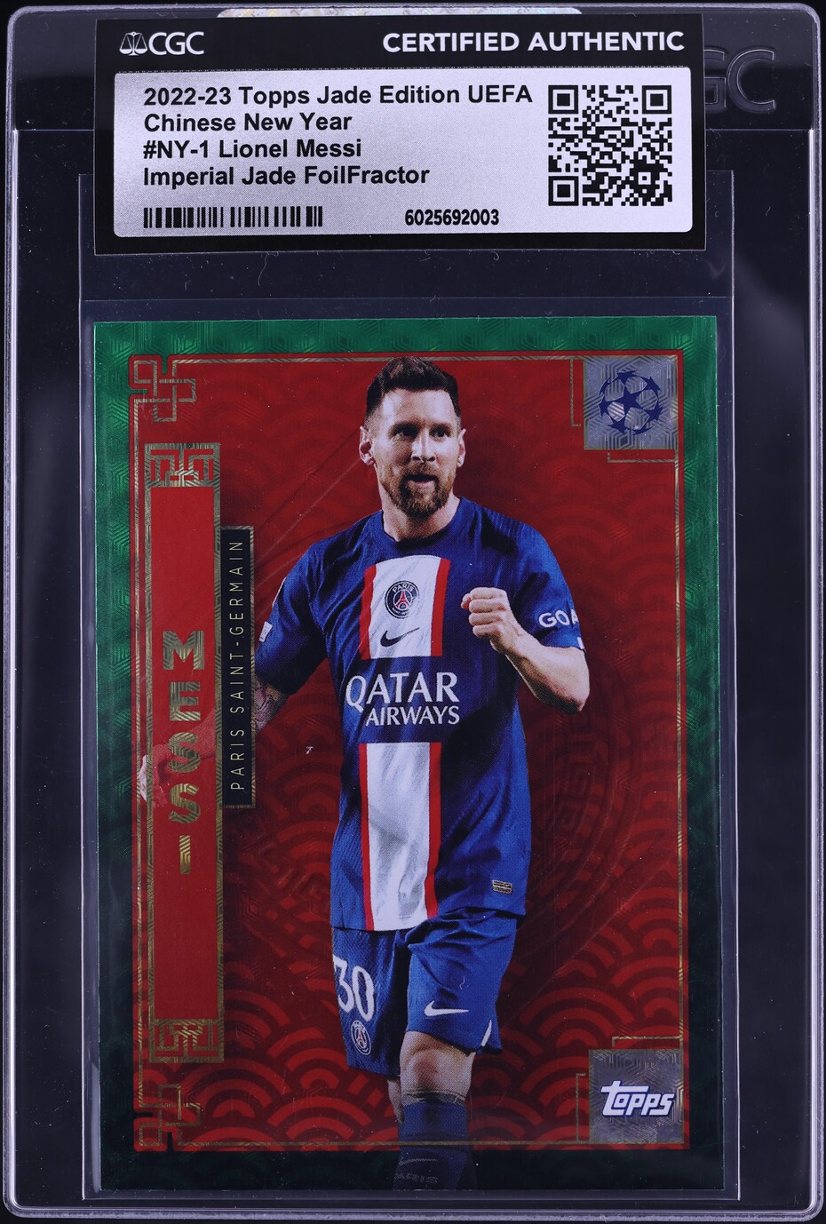 2022 Topps Jade Edition UEFA Imperial Jade Foilfractor Lionel Messi 1/1 ...