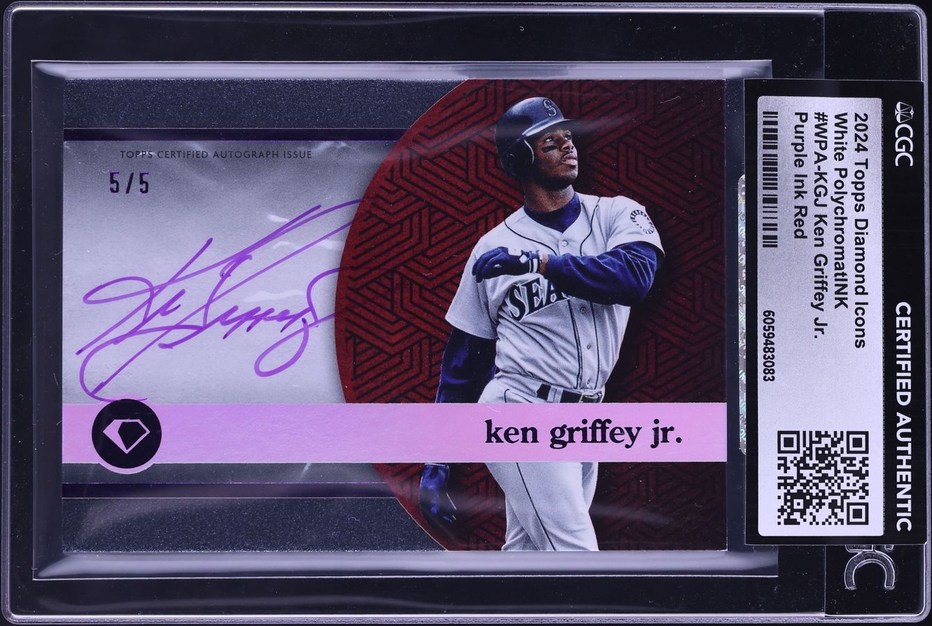 2024 Topps Diamond Icons White PolychromatINK Ken Griffey Jr. AUTO 5/5 ...