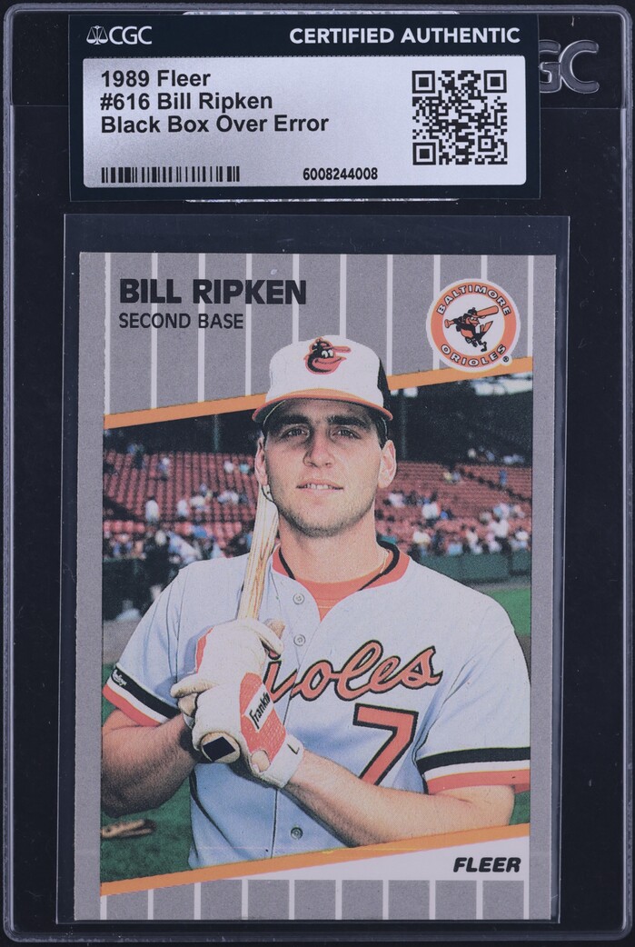 1989 Fleer Bill Ripken ROOKIE, BLACK BOX #616 CGC AUTH on Fanatics Collect