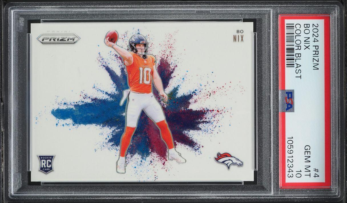 2024 Panini Prizm Color Blast Bo Nix ROOKIE #4 PSA 10 GEM MINT on ...
