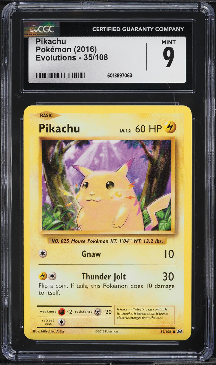2016 Pokemon XY Evolutions Pikachu #35 CGC 9 MINT on Fanatics Collect