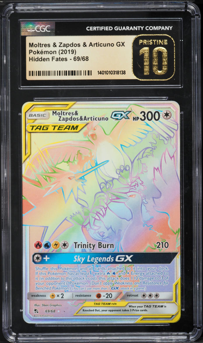 2019 Pokemon SM Hidden Fates Rainbow Rare Moltres & Zapdos & Articuno ...