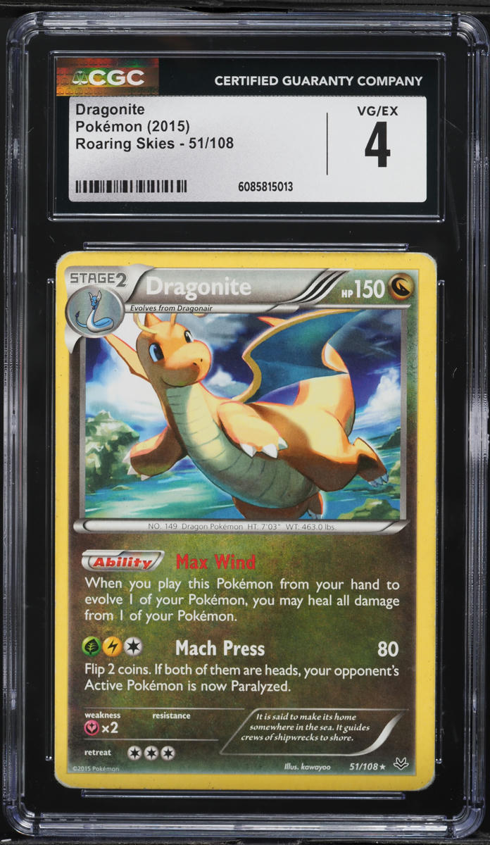 2015 Pokemon XY Roaring Skies Dragonite #51 CGC 4 VGEX on Fanatics Collect