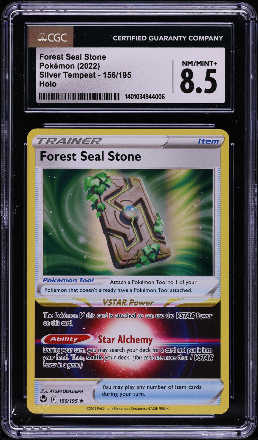2022 Pokemon SWSH Silver Tempest Holo Forest Seal Stone #156 CGC 8.5 NM ...