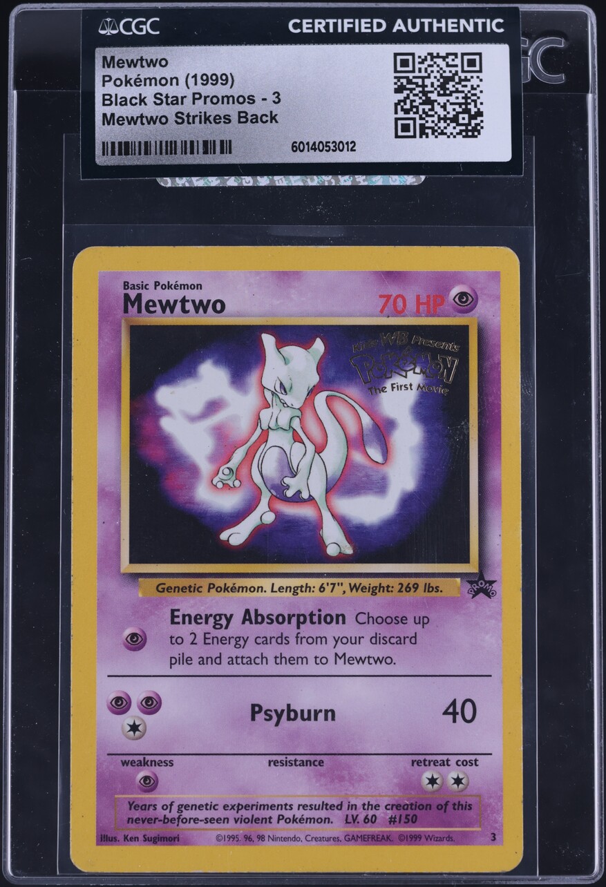 1999 Pokemon Movie Black Star Promo Mewtwo #3 CGC AUTH on Fanatics Collect