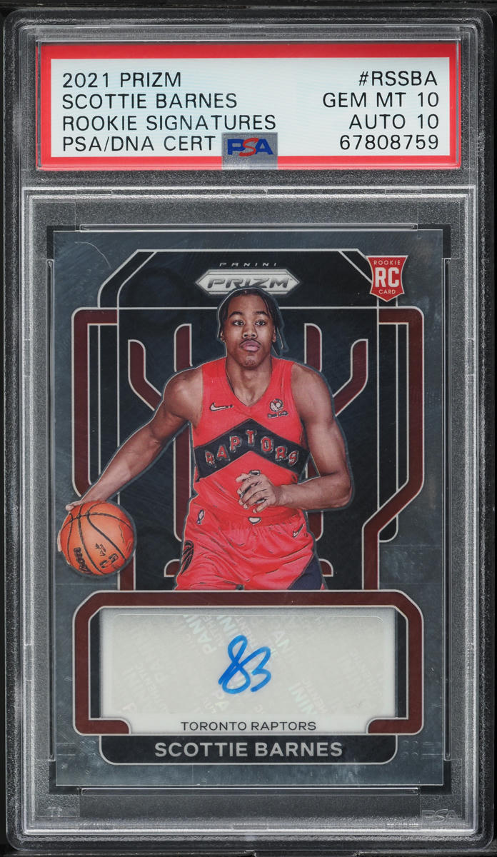 2021 Panini Prizm Scottie Barnes ROOKIE AUTO DNA 10 #RS-SBA PSA 10 GEM ...