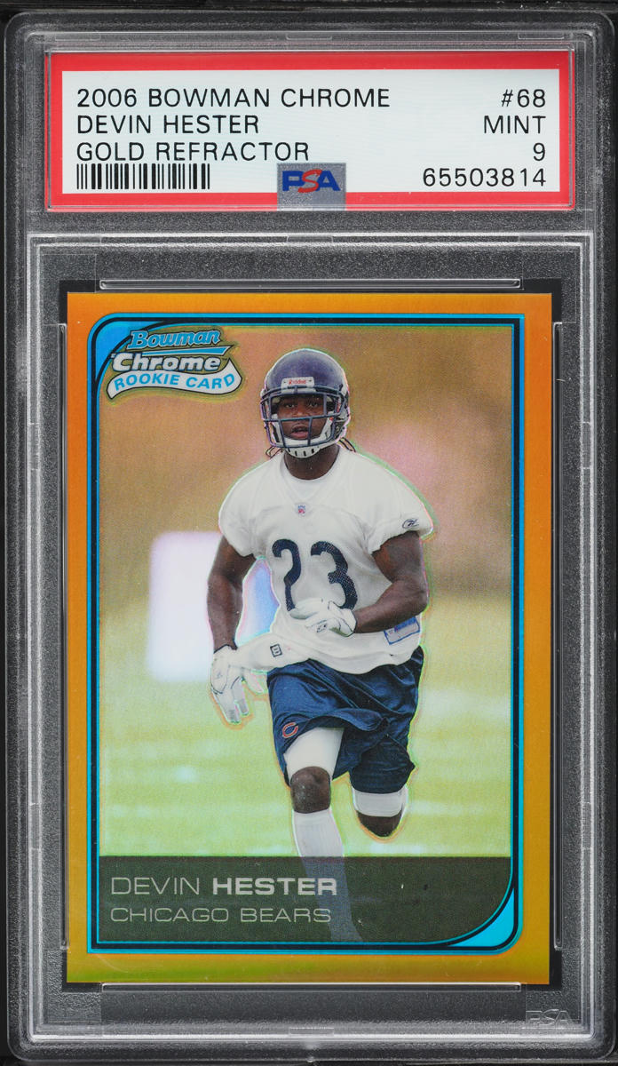 2006 Bowman Chrome Gold Refractor Devin Hester ROOKIE /50 #68 PSA 9 ...