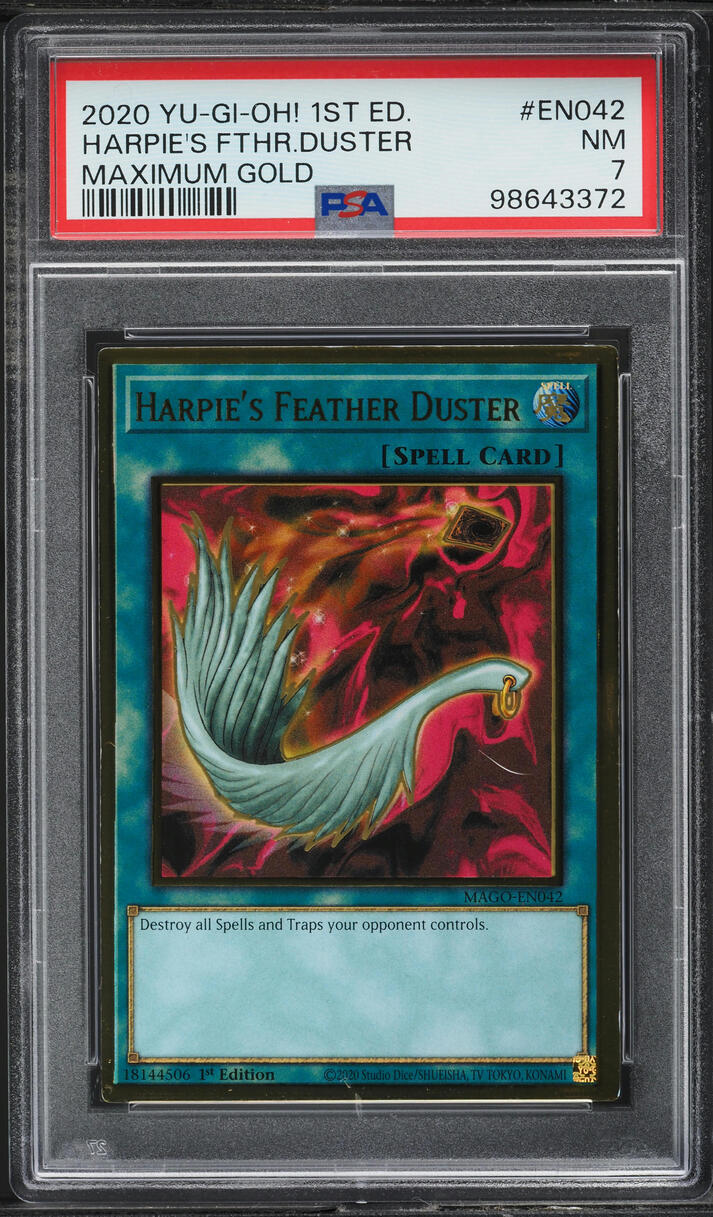 2020 Yu-Gi-Oh! Maximum Gold 1st Ed Harpie's Feather Duster #MAGO-EN042 PSA 7 on Fanatics Collect