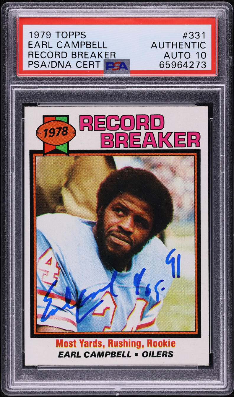 1979 Topps Football Earl Campbell ROOKIE AUTO DNA 10 #331 PSA AUTH on ...