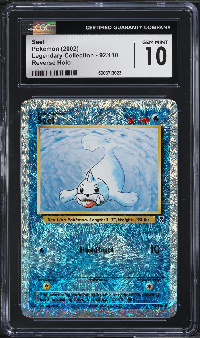 2002 Pokemon Legendary Collection Reverse Holo Seel #92 CGC 10 GEM MINT ...