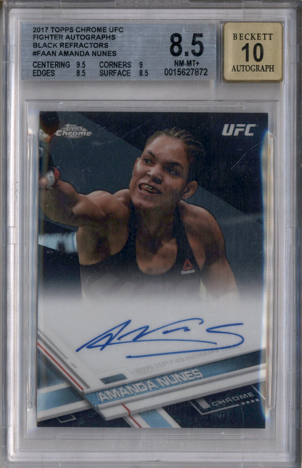 2017 Topps Chrome UFC Fighter Autograph Black Amanda Nunes Auto /10 BGS ...