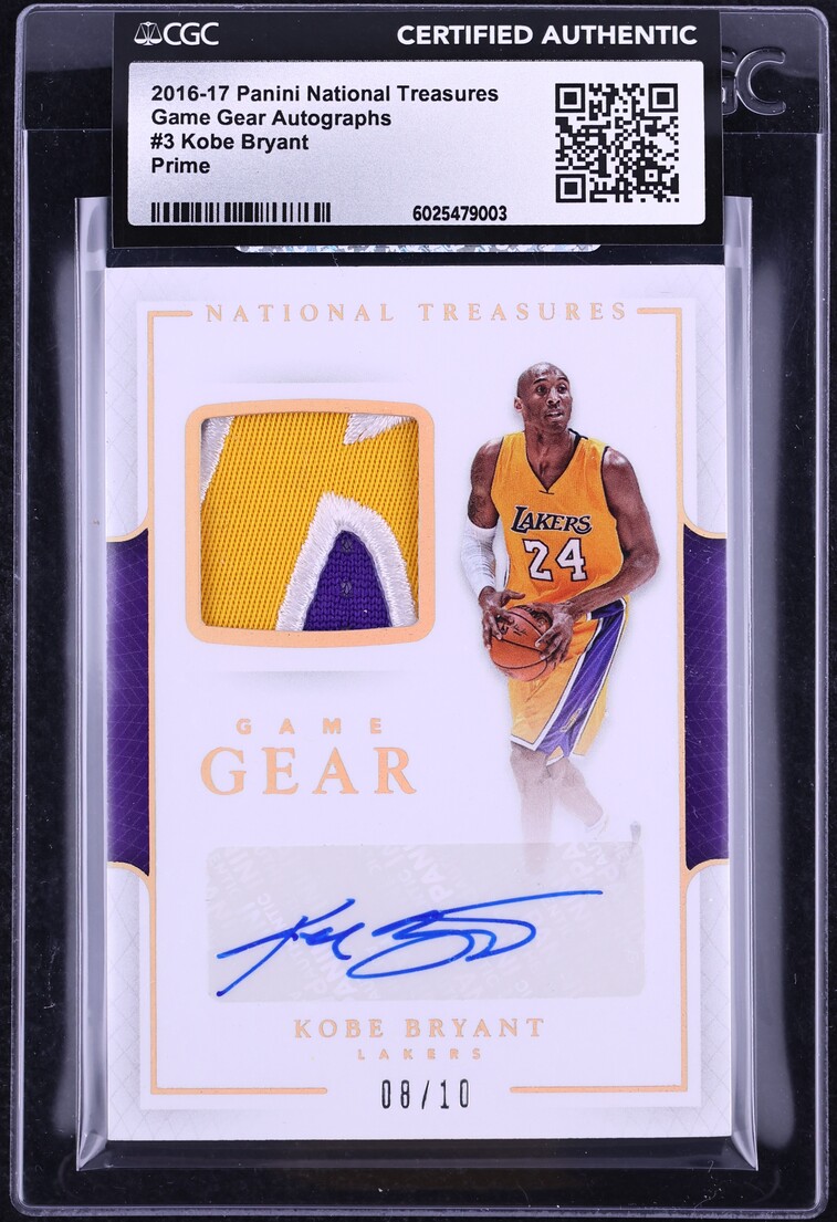 2016 National Treasures Game Gear Prime Kobe Bryant PATCH AUTO /10 #3 CGC AUTH on Fanatics Collect