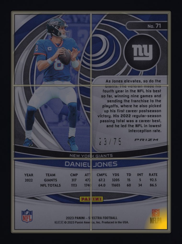 2023 Panini Spectra Hyper Daniel Jones /75 #71 MBA AUTH on Fanatics Collect
