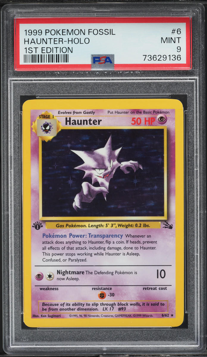 1999 Pokemon Fossil 1st Edition Holo Haunter #6 PSA 9 MINT on Fanatics ...