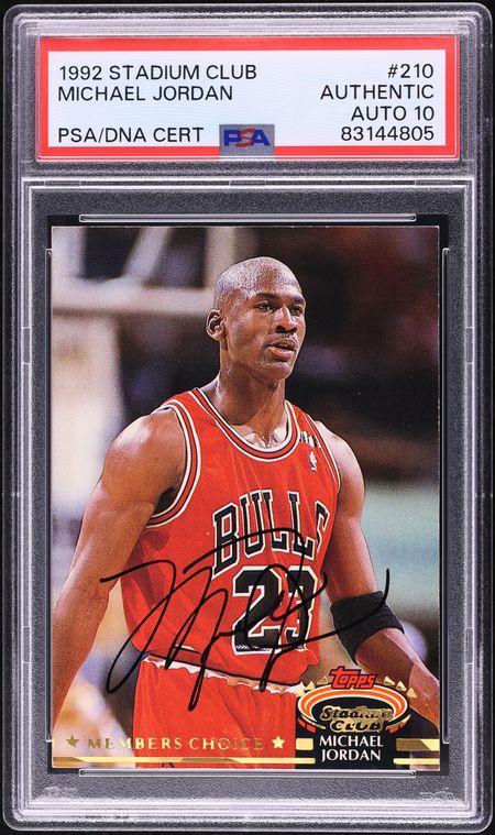 1992 Stadium Club Members Choice Michael Jordan AUTO DNA 10 #210 PSA ...