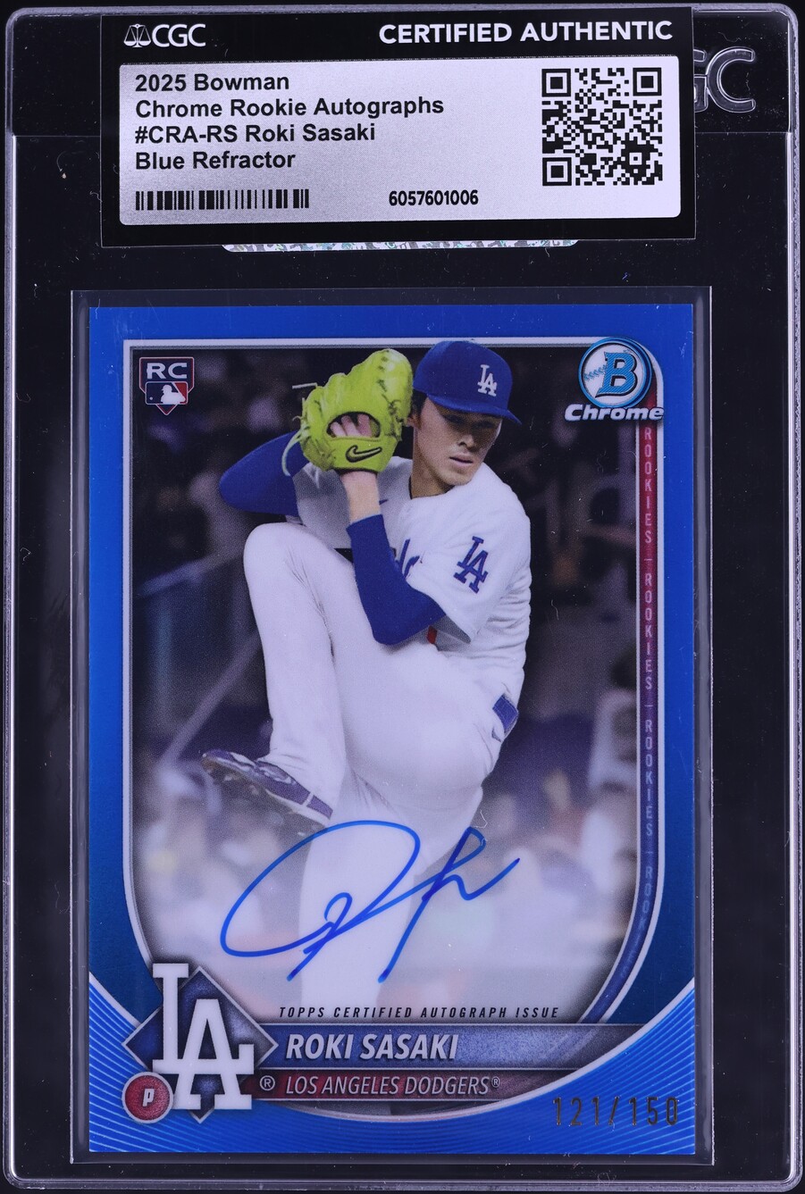 2025 Bowman Chrome Blue Refractor Roki Sasaki ROOKIE AUTO /150 #CRA-RS ...
