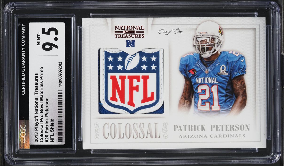 2013 National Treasures Colossal Patrick Peterson SHIELD PATCH 1/1 CGC ...