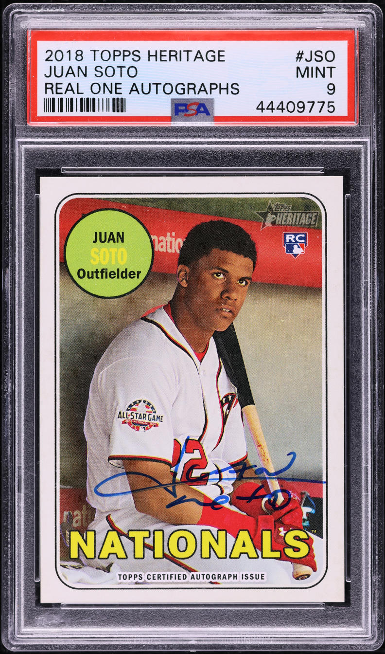 2019 Topps Heritage Real One Juan Soto ROOKIE AUTO #ROA-JSO PSA 9 MINT ...