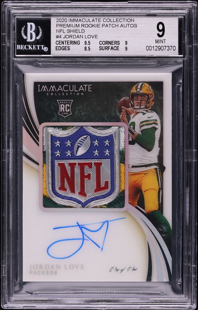 2020 Immaculate Collection Jordan Love ROOKIE NFL SHIELD PATCH AUTO 1/1 ...